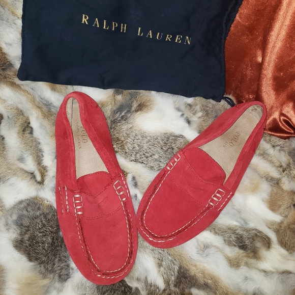 Ralph Lauren | Shoes | Ralph Lauren Red Suede Loafers | Poshmark